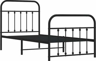 Generic Bettgestell mit Kopfteil aus Metall, Kopfteil f&uuml;r Doppelbett, R&uuml;ckenlehne f&uuml;r Bett, (schwarz, 120 x 190 cm) (90 x 200 cm)