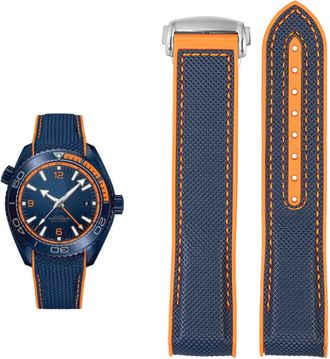 Generic Uhrenarmband für Omega 300 SEAMASTER 600 Planet Ocean Silikon-Nylonarmband Uhrenzubehör Uhrenarmbandkette 20 mm 22 mm Gürtel (Farbe: Schwarz BK, Größe