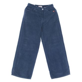 Amish Samthose mit weitem Bein - - Trousers - Damen - Blau - W30