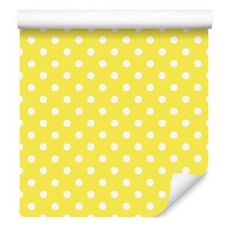 OEM Carta Da Parati A Pois Color Crema E Gialli, Sfondo Giallo Per Soggiorno E Camera Da Letto 50x1000 Cm