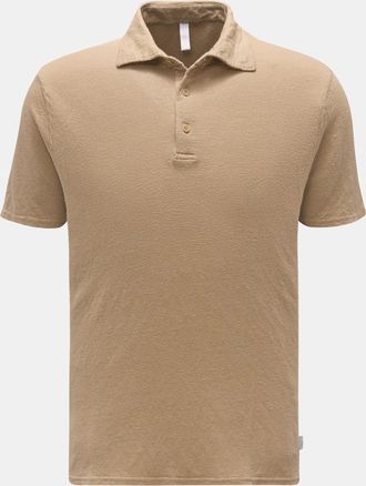 04651/ Herren - Leinen Jersey-Poloshirt taupe