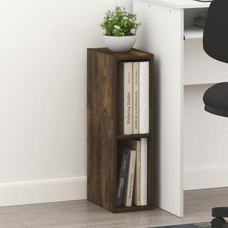 Furinno Fulda B&uuml;cherregal, 2-st&ouml;ckiges schmales B&uuml;cherregal, Regal mit 6-Zoll breitem Stauraum, 23,6(T) x 15,0(B) x 53,8(H) cm, f&uuml;r Wohnzimmer, Schlafzimmer, 