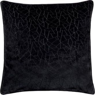 furn. Hoem Malans Paspeliertes, mit Samt und Polyester gef&uuml;lltes Kissen - Schwarz - 45 x 45 cm