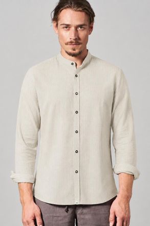 Hempage Hempage Herren vegan Hemd Leichtes Stehkragenhemd Beige