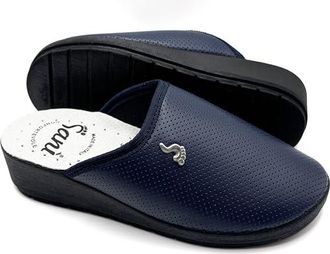Sani Chaussons sanitaires pour femme avec tige micro-perforée super confortables légers respirants chaussures en cuir véritable (bleu, 38, système de taill