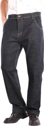 Generic Pantalon en jean baggy pour homme - Grandes tailles - Coupe droite - Jean stretch - Jambes larges - Pantalon de loisirs - Couleur unie - Pantalon droi