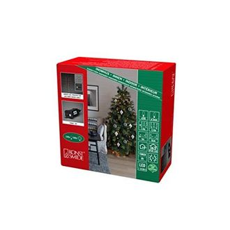 Konstsmide LED Baummantel mit Ring Ø 8, 5 Stränge à 40 bernsteinfarbene Dioden, gefrostet, vormontiert, mit Glimmereffekt, 8h Timer, grün, 14V Innentrafo, dunkel