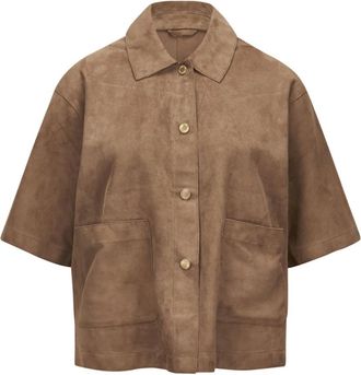 Milestone Femme, Blouses et Chemises, Beige, Taille: 42 FR MSRuth Leather Jacket