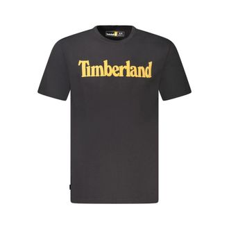 Timberland Schwarzes Logo Print Crew Neck T-Shirt - - Tops - Herren - Schwarzk - L