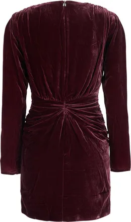 Rotate Silk Velvet Mini Dress - Burgundy