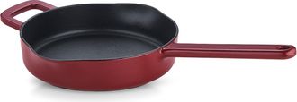 FISSLER Moments Collection/Emaillierte Gusseisen-Pfanne (&Oslash; 24 cm) antihaftend, hoher Rand, mit Ausgie&szlig;ern, Aufh&auml;nge-&Ouml;se, PFAS/PTFE-frei, Induktion - Burgunder