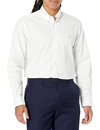 Brooks Brothers Chemise de Sport Oxford Extensible à Manches Longues pour Homme - Solide - sans Repassage - Extensible - Oxford - Manches Longues - Solide, Blanc, L