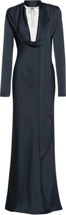 Rotate Rotate Birger Christensen, Femme, Robes, Bleu, Taille: 38 FR Satin Maxi Drapy