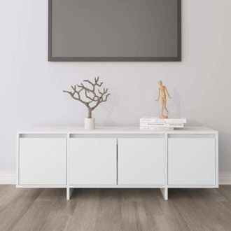 vidaXL Vidaxl - Meuble TV blanc 120x30x40,5 cm en agglom&eacute;r&eacute; - Construction stable et durable - Facile &agrave; nettoyer - Pour espace de vie moderne