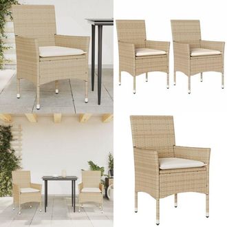vidaXL Vidaxl - Gartenst&uuml;hle mit Kissen 2 Stk. Beige Poly Rattan - Gartenst&uuml;hle - Polyethylen-Rattan - Outdoorm&ouml;bel - Gartenm&ouml;belset - Beige - Home & Living