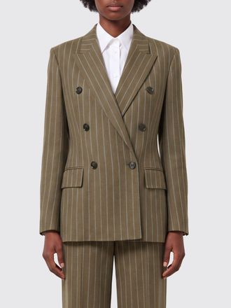 Max Mara Blazer crois&eacute; &agrave; fines rayures en laine vierge m&eacute;lang&eacute;e et coupe slim