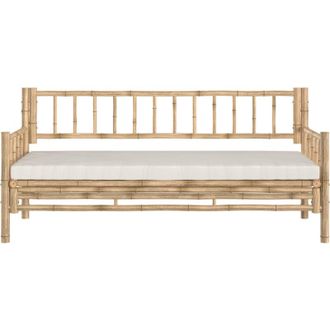 Rendez-Vous D&eacute;co Rendez-vous D&eacute;co - Canap&eacute; de jardin 3 places en bambou naturel et coussin blanc - vadella