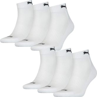 Puma 6 Paar Quarter Socken mit Frottee-Sohle Gr. 35-46 Unisex Cushioned Kurzsocken, Farbe:300 - white, Socken & Str&uuml;mpfe:39-42