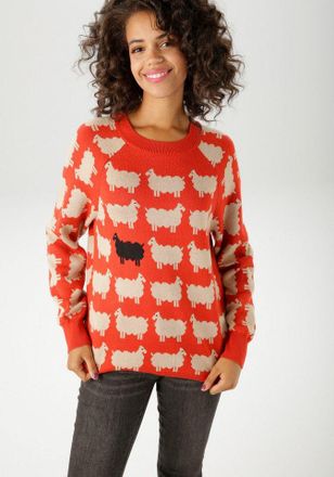 Aniston Strickpullover mit eingestrickten Schafen