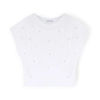 Motivi T-Shirt aus Jersey mit bestickten Steinen - - Tops - Damen - Wei&szlig; - XS