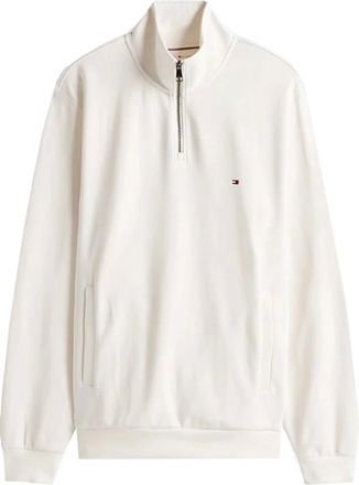 Tommy Hilfiger Homme, Sweatshirts et sweats &agrave; capuche, Blanc, Taille: XL Intechno Knit Quarter-Zip SweaT-shirt