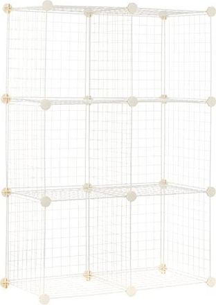 Amazon Basics Würfelregal aus Metall - Maximale Tragfähigkeit des Regals 27 kg, Weiß, 6 Ablagefächer, 76.96 x 37.08 x 113.79 cm
