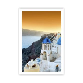 Arttor Poster ohne Rahmen Santorini Griechenland Urlaub Insel Deko 61x91cm Wandposter Art Prints Wandbilder Dekoration Wohnzimmer Schlafzimmer K&uuml;che Wanddeko