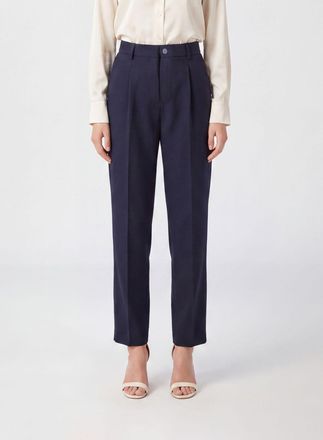 Semicouture Hoch taillierte, gerade geschnittene Hose aus Viskosemischung mit Bundfalten