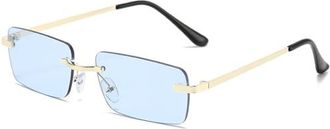 Generic Lunettes De Soleil D&eacute;coratives En M&eacute;tal &Agrave; Petite Monture For Hommes Et Femmes, Id&eacute;ales For Les Vacances Plein Air Ou D&eacute;placements(Blue)