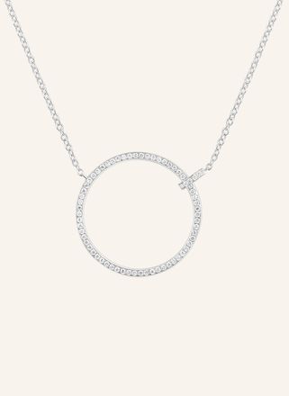 Leaf Halskette Circle Aus 18 Karat Wei&szlig;gold Mit Diamanten silber