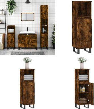 vidaXL Vidaxl - Badschrank R&auml;uchereiche 30x30x100 cm Holzwerkstoff - Badeschrank - Badezimmerm&ouml;bel - Holzwerkstoff - Eisen - Industrieller Stil - Home &