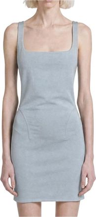 Alaia Mini-robe moulante en maille de soie - Femme - Robes - Bleu - Taille: 36 FR