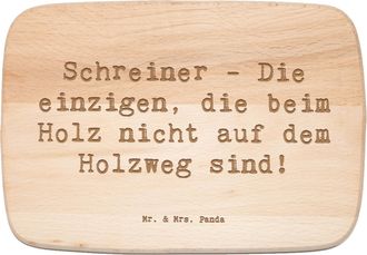 Mr. & Mrs. Panda Fr&uuml;hst&uuml;cksbrett Spruch Schreiner - Die einzigen, die beim Holz Nicht auf dem Holzweg sind! - Geschenk, Geschenke mit Herz
