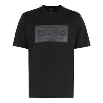 HUGO BOSS Homme, Tops, Noir, Taille: XS T-shirt ras du cou en coton avec logo