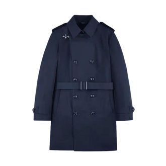 Fay Homme, Manteaux, Bleu, Taille: S Trench-coat cintur&eacute; boutonn&eacute; coupe classique