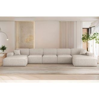 Fun M&ouml;bel Wohnlandschaft Sofa U-Form CELES PREMIUM XL in Stoff Artico Creme