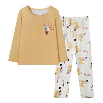 Generic Pyjama pour femme en coton - Ensemble de v&ecirc;tements de d&eacute;tente pour femme - Grande taille - Pyjama pour femme - Ensemble de pyjama &agrave; manches longues - 