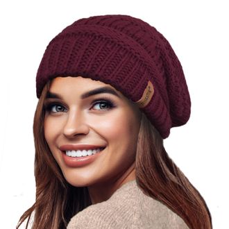 TOSKATOK Damen Warm Slouch Knit Winter Beanie M&uuml;tze mit Supersoft Velour Thermofutter Skim&uuml;tze