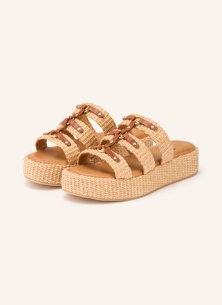 &Egrave; Mia &Egrave; Mia Plateau-Pantoletten Mit Nieten beige