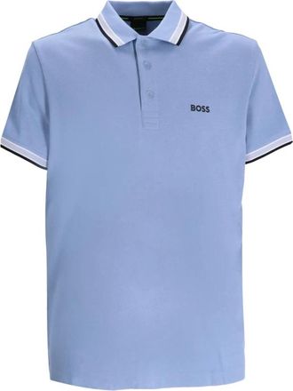 HUGO BOSS Homme, Tops, Bleu, Taille: M Pull Bleu &agrave; Boutons avec Logo Imprim&eacute;