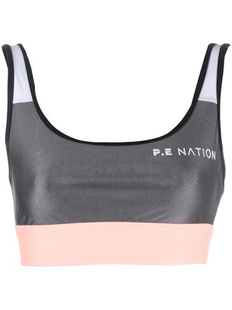 P.E Nation Cropped-Top mit Logo - Grau