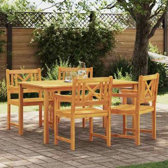 vidaXL Vidaxl - Ensemble de salle &agrave; manger pour jardin 5 pcs Marron