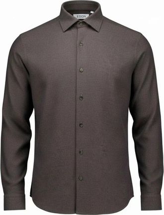 Eton Uni-Flanellhemd - - Shirts - Herren - Braun - M