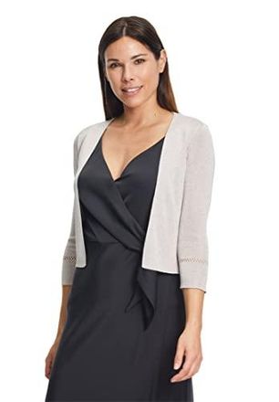 Vera Mont Damen Bol&eacute;ro en Maille sans Fermeture Silver/Beige L