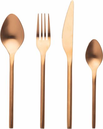 Villa D'Este Home Tivoli Gallery Besteckset aus Edelstahl 18/0, satiniertes Gold, 24-teilig