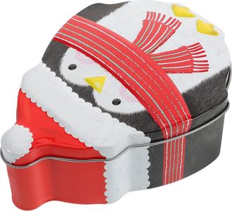 Valiclud Weihnachtsbonbondose Aus Robustem Eisen Quadratische Blechdose Mit Cartoon Pinguin Leere Keksdose F&uuml;r Festliche Leckereien Kinderfreundliche Aufbewahr