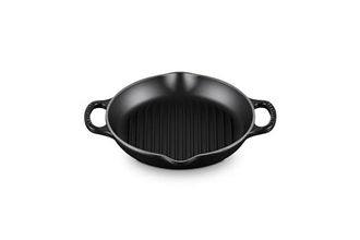 LE CREUSET Gril rond profond en fonte émaillée Signature avec poignée dassistance, 25 cm, Noir Mat, 20208250000422