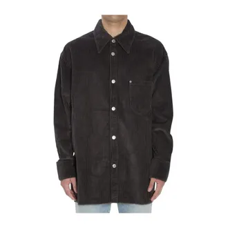 Ami Graues Cordhemd mit Tasche - - Shirts - Herren - Grau - M