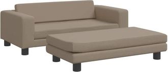 vidaXL Kindersofa mit Hocker Cappuccino-Braun 100x50x30 cm Kunstleder Vidaxl