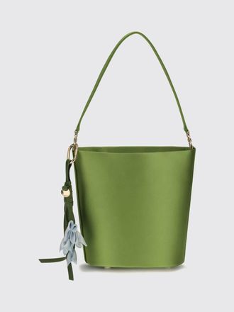 Self Portrait Gr&uuml;ne Mini-Beuteltasche aus Polyestersatin mit Henkel